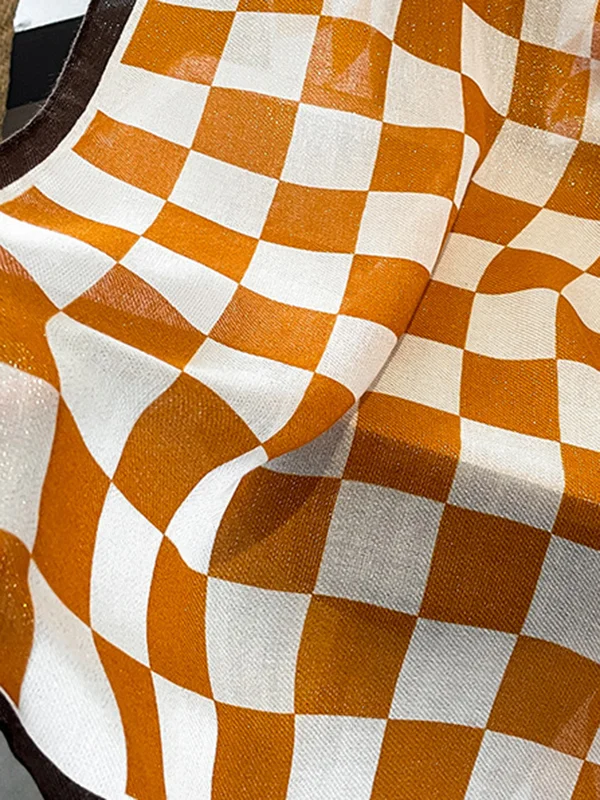 Simple Fashion Contrast Color Plaid Printed Scarf