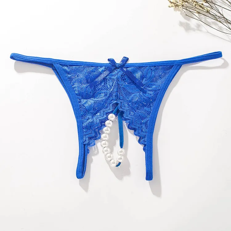 Sexy Black Lace Panties With Pearl Chain